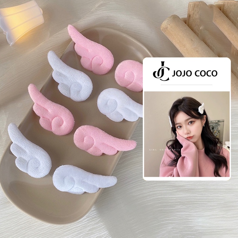 JOJO COCO Set 2 Kẹp Tóc Hình Đôi Cánh Thiên Thần Lông Xù Màu Trắng Dễ ...