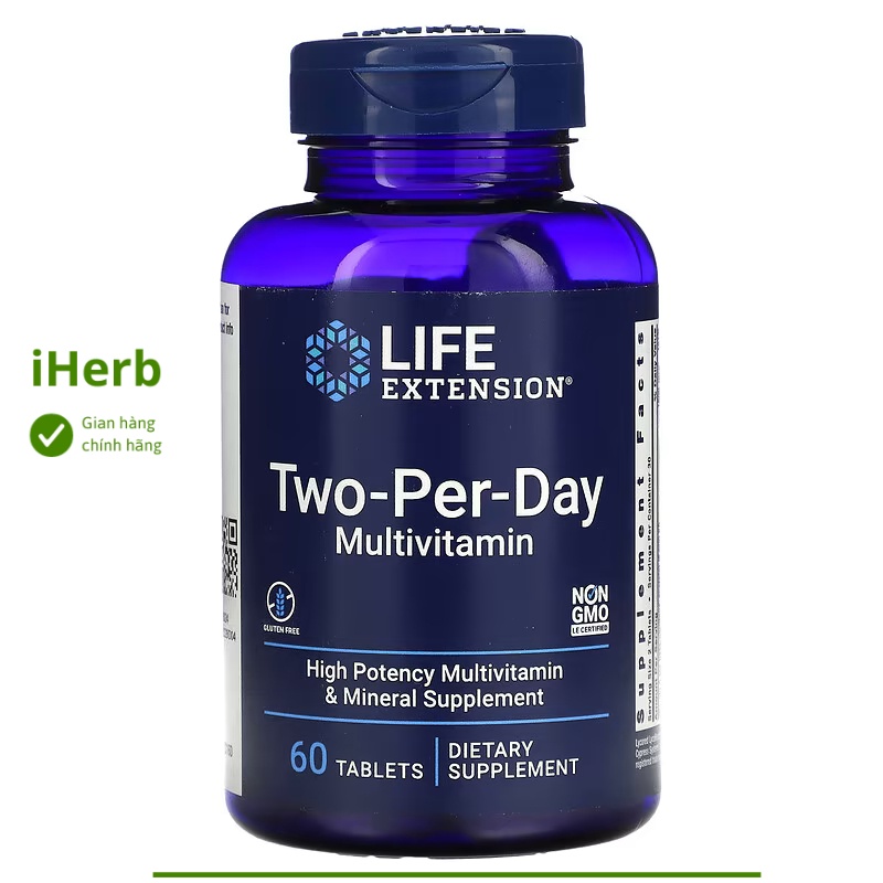 Vitamin tổng hợp Two Per Day Multivitamin Life Extension (60 viên tablets) - iHerb Việt Nam ...