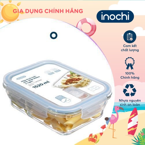 Hộp thuỷ tinh chữ nhật Inochi - Nikko 1520 ml ( 2 ngăn ) | Shopee Việt Nam