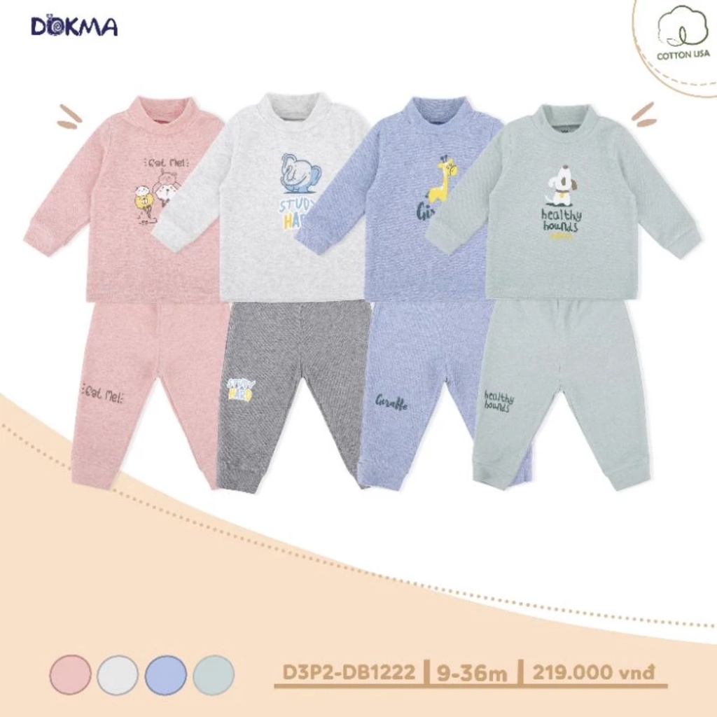 (8-13kg) Bộ Nỉ Mỏng Dài Tay Cổ 3 Phân Bo Gấu Cho Bé Dokma Mã DB1222 | Shopee Việt Nam