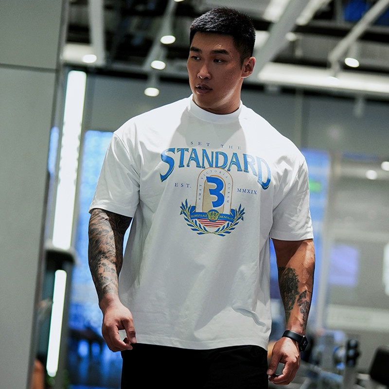 Chris Sports Tay Ngắn Nam Mỹ plus size Loose Fitness Cổ Tròn Tập Thể ...