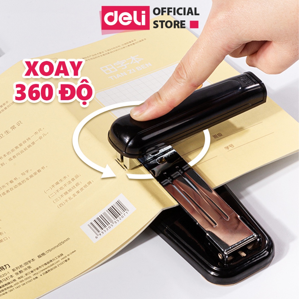 Dập ghim, ghim bấm xoay chiều 360 độ 25 trang Deli cao cấp sử dụng học ...