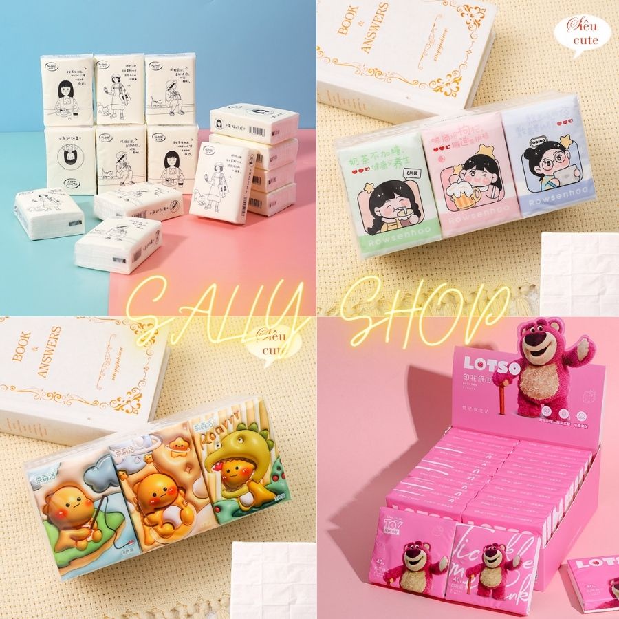 Khăn giấy khô đa năng 3 lớp mini họa tiết hoạt hình dễ thương siêu cute ...