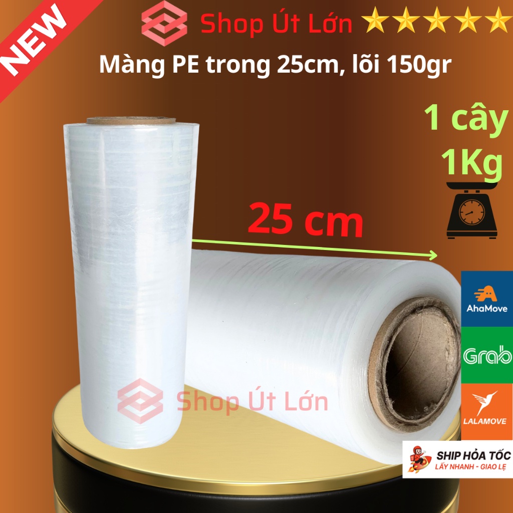 Màng PE trong 25cm, nặng 1kg, lõi giấy 150gram, độ dầy màng 16 - 17 míc | Shopee Việt Nam