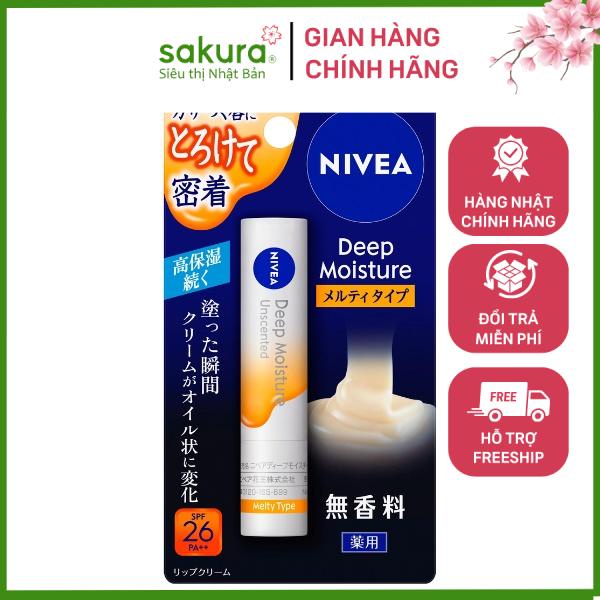 Son dưỡng môi Nivea không màu chống nắng SPF26+ (ko mùi) - Hàng Nhật nội địa | Shopee Việt Nam