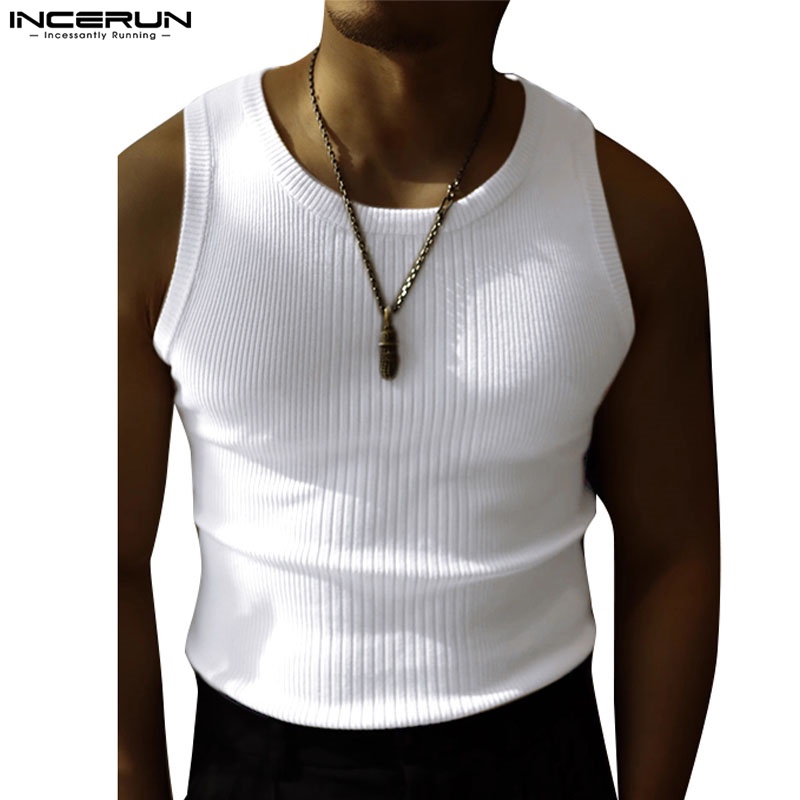 Incerun Kích Thước Nam Giới Dệt Kim pit Áo Ba Lỗ Màu Trơn | Shopee Việt Nam