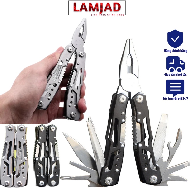 Kìm gấp đa năng inox LAMJAD- 14in1 tuốc nơ vít đa năng-dụng cụ cắm trại ...