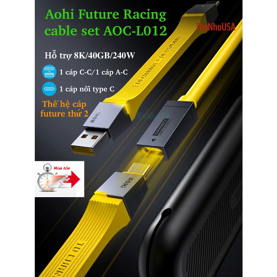 Cáp sạc nhanh Aohi Future Racing AOC-L012 USB 4 C-C USB A-C module ...