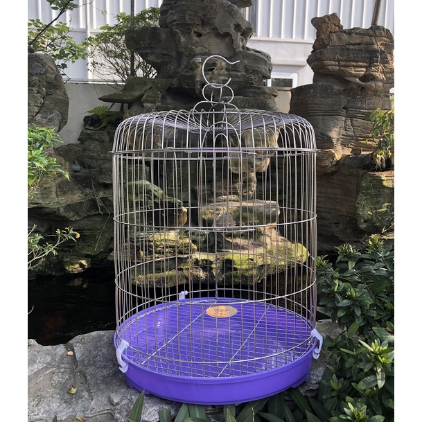 Lồng Khướu Lùn Inox - Lồng nuôi chim Khướu đường kính 42cm cao 52cm bền đẹp kèm phụ kiện - Mã ...