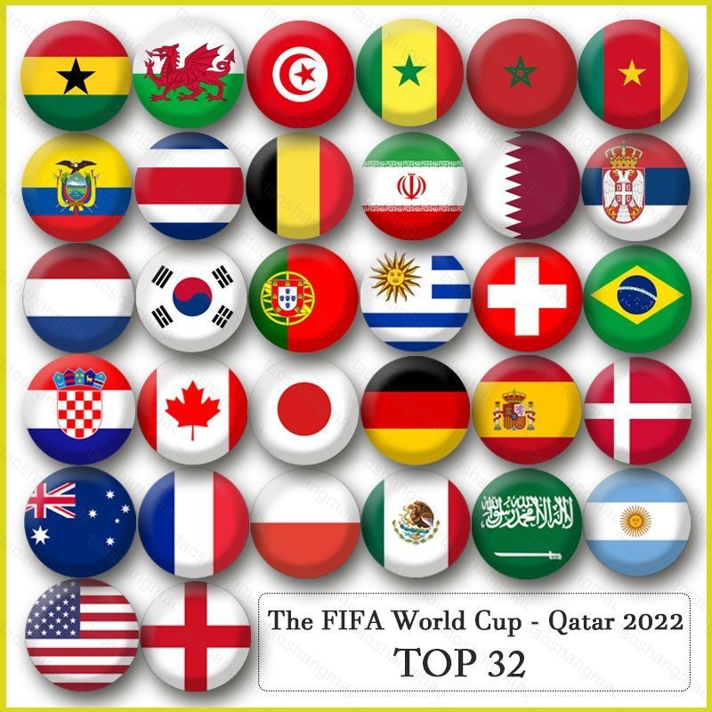 Yt1 FIFA World Cup Qatar 2022 Top32 quốc kỳ biểu tượng đội bóng đá người hâm mộ bóng đá bộ sưu ...