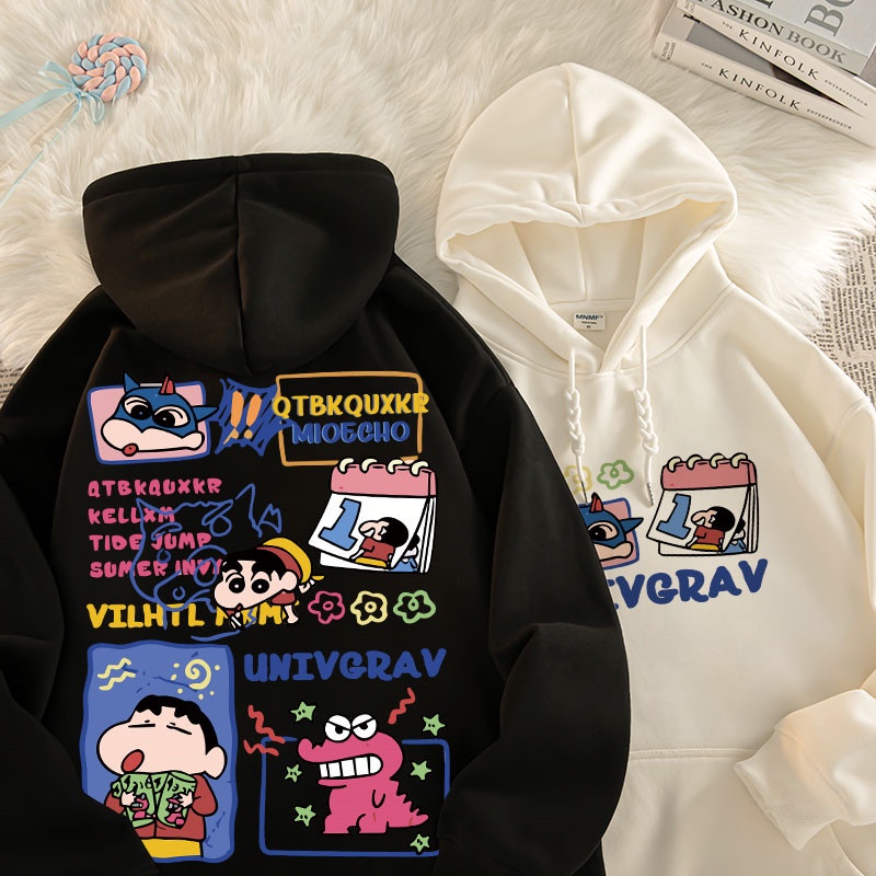 Áo Khoác hoodie Mùa Đông Dáng Rộng In Hoạt Hình shin-chan Nhật Bản Cổ ...
