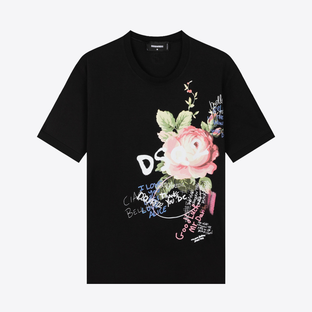 Spot DSQUARED2 D2 Square [Bộ sưu tập] Áo thun nam cổ tròn chữ đen Áo ...