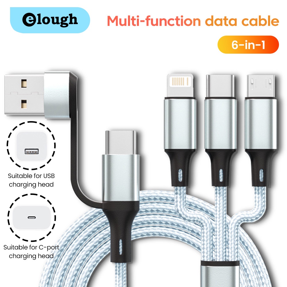 Cáp sạc nhanh ELOUGH 1.2m nhiều cổng Micro USB type C 3 trong 1 ...