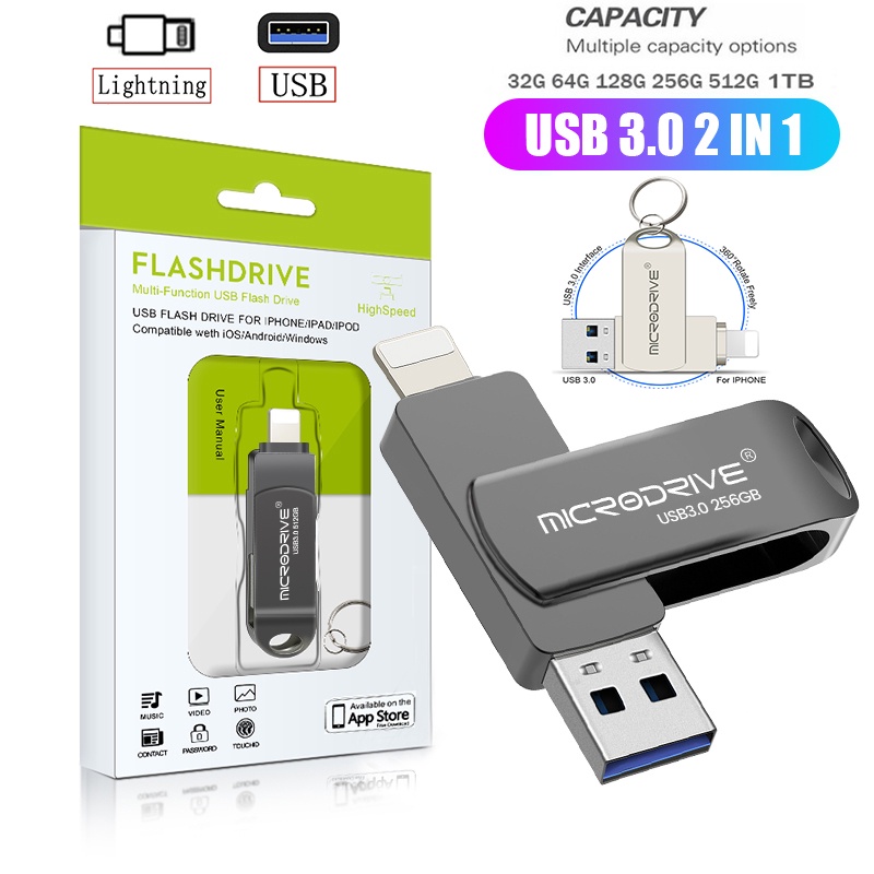 Ổ đĩa Flash USB 3 TRONG 1 iOS & USB 3.0 & MicroUSB Pen Drive 1TB 512GB ...