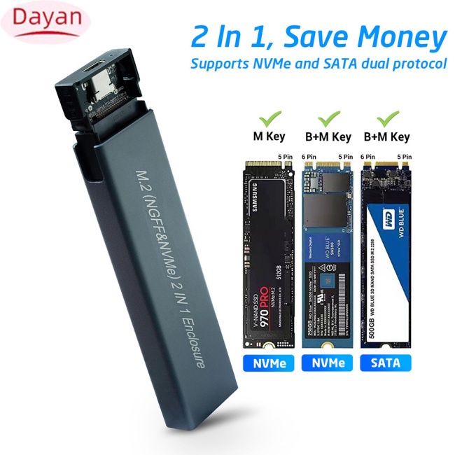 2023!! Hộp Đựng Ổ Cứng ssd m.2 nvme / sata ngff sata protocol type-c Cho m.2 sata nvme | Shopee ...