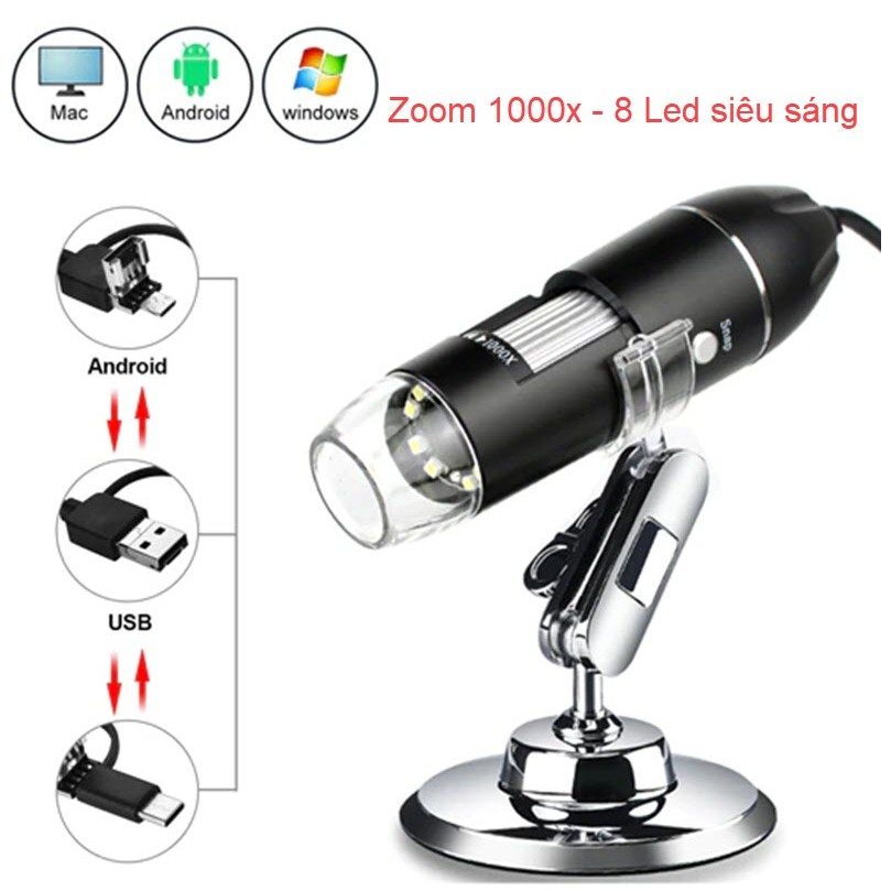 [Bản Nâng Cấp] Kính Hiển Vi Điện Tử Cầm Tay Zoom 500x - 8 Đèn LED - USB ...
