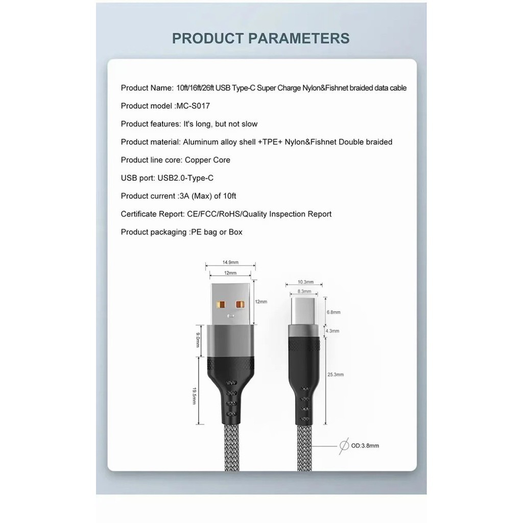 Cáp USB TYPE-C / Micro USB cực dài 8m / 5m / 3m / 2m / 1m 5A Cáp sạc ...