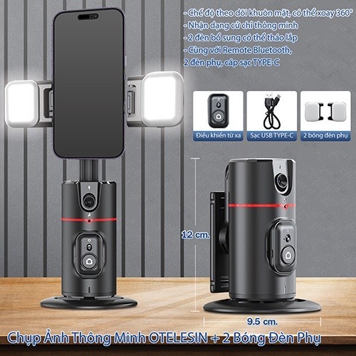 Gimbal Quay 360 Độ, Nhận Dạng Khuôn Mặt, Model P02, AI Tự Động, Kèm ...