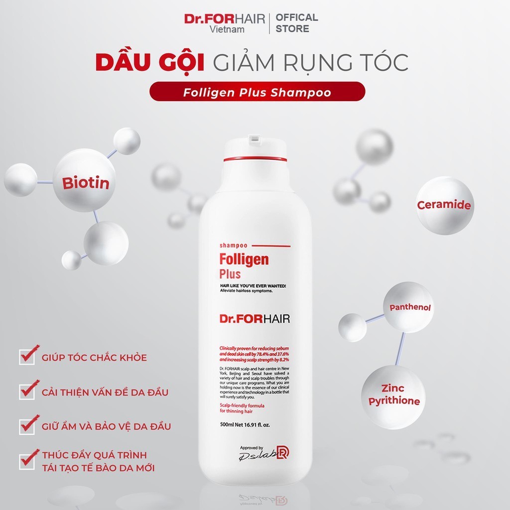 Bộ gội xả dưỡng và xịt hỗ trợ mọc tóc, giảm dầu Dr.FORHAIR Folligen ...