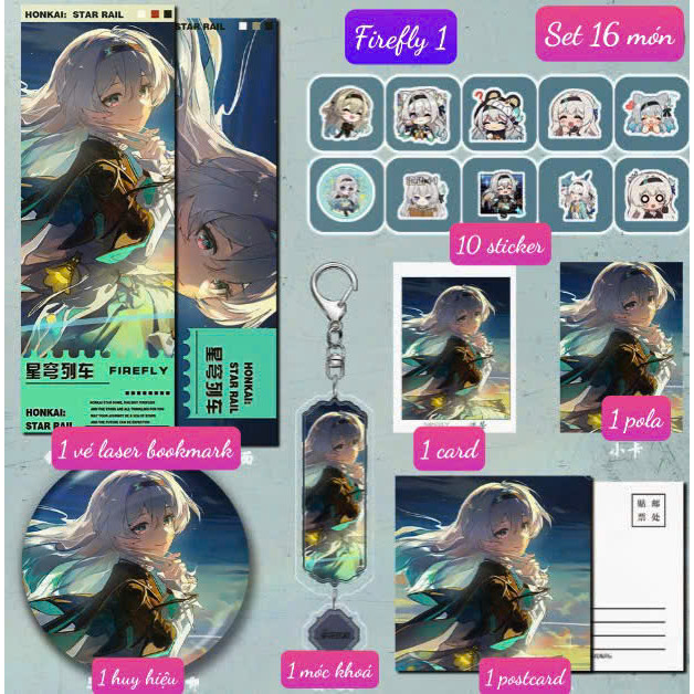 Set 16 món Firefly 1 Honkai Star Rail HSR vé laser postcard card ảnh ...