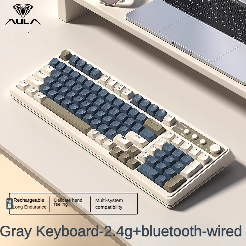 Aula S99 RGB Wireless 2.4G Bluetooth Bàn phím ba chế độ có thể sạc lại ...