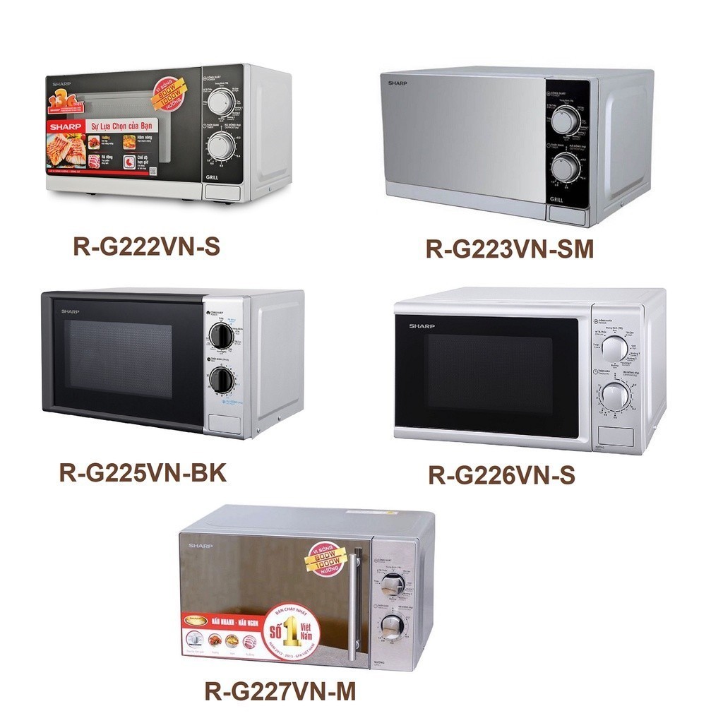 Lò vi sóng có nướng Sharp 20 lít Chính hãng, viba 700W nướng 1000W Microwave núm xoay cơ R ...