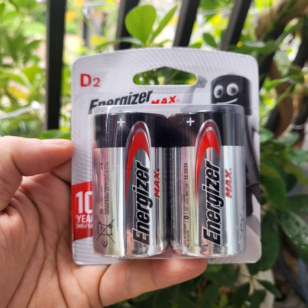 Vỉ 2 pin đại Energizer Max Alkaline cỡ D dùng cho bếp ga, thiết bị công ...