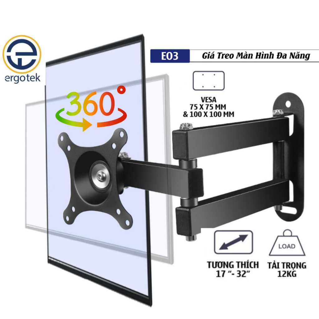 Giá treo màn hình máy tính xoay đa năng Ergotek E03, Arm màn hình gắn ...