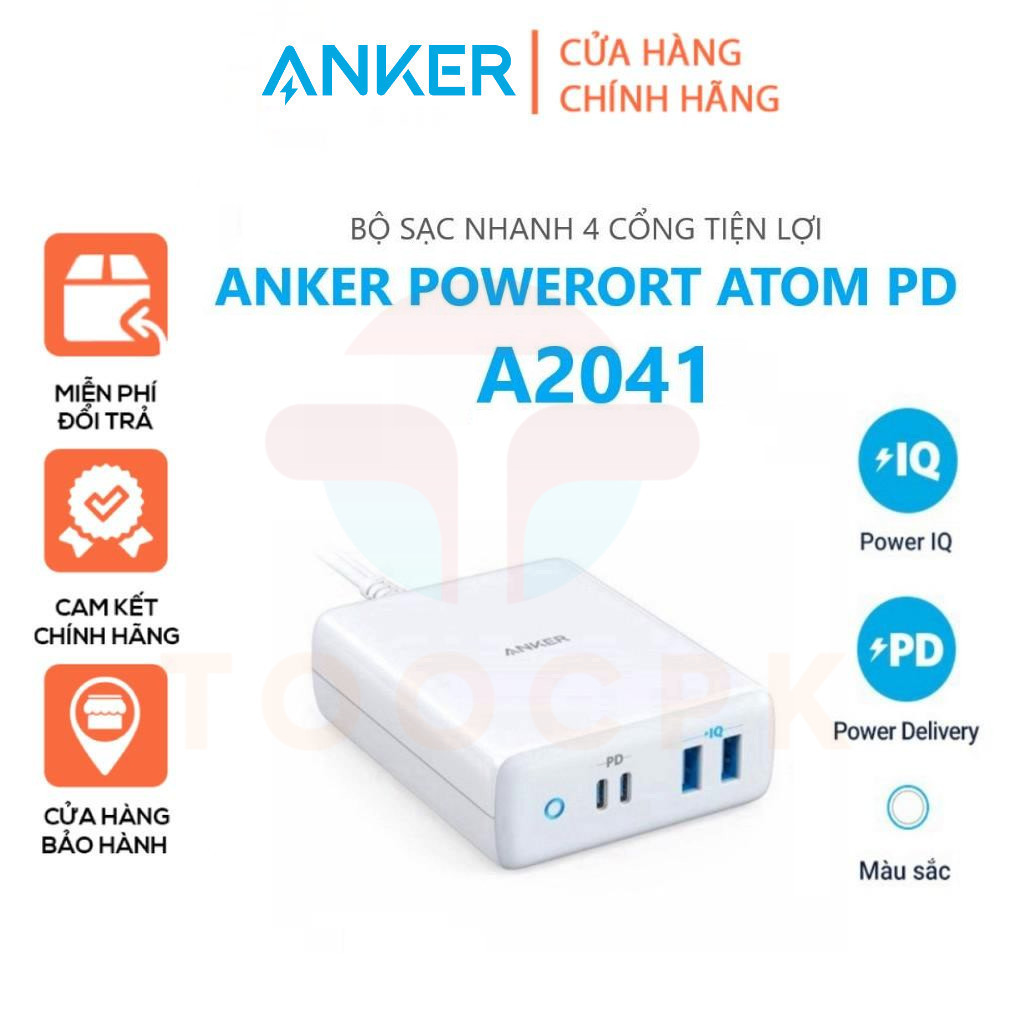 Sạc ANKER PowerPort Atom PD 4 100W 2 cổng PD và 2 cổng PIQ - A2041 ...