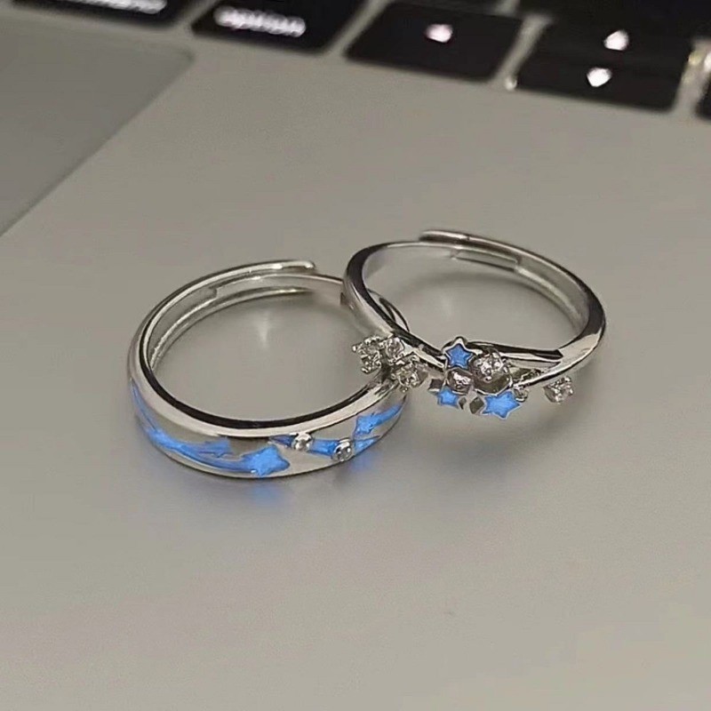 Star Descending Night Couple Nighttime Glow Ring for Girls, New Small ...