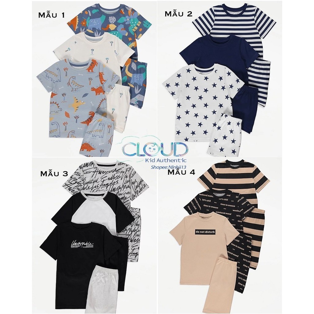 [Cloudkid] Set 3 bộ cộc cotton kids GEOGRE_UK từ 1.5-2y đến 13-14y | Shopee Việt Nam