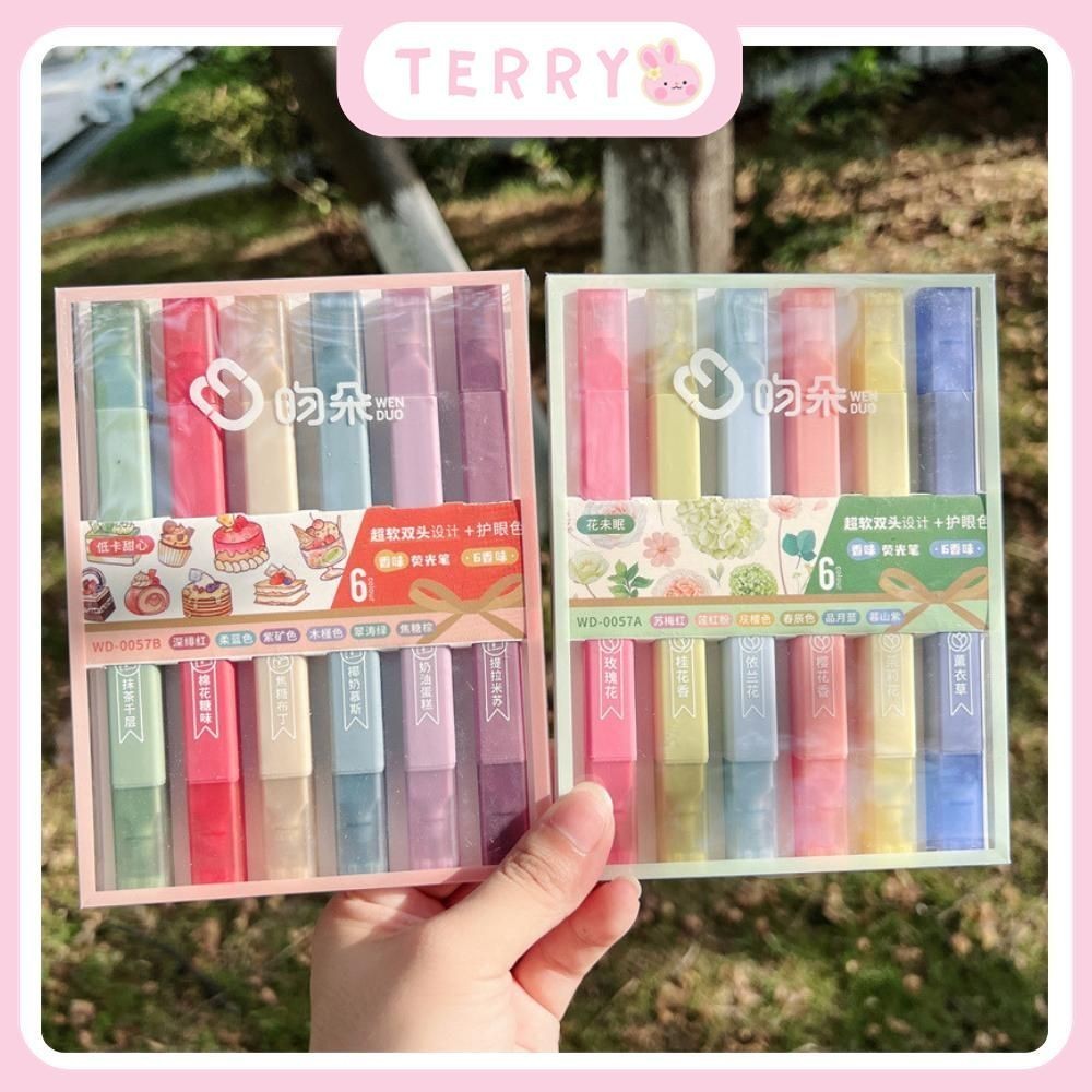 Set 6 bút highlight bút dạ quang bút đánh dấu màu pastel đẹp dáng vuông ...