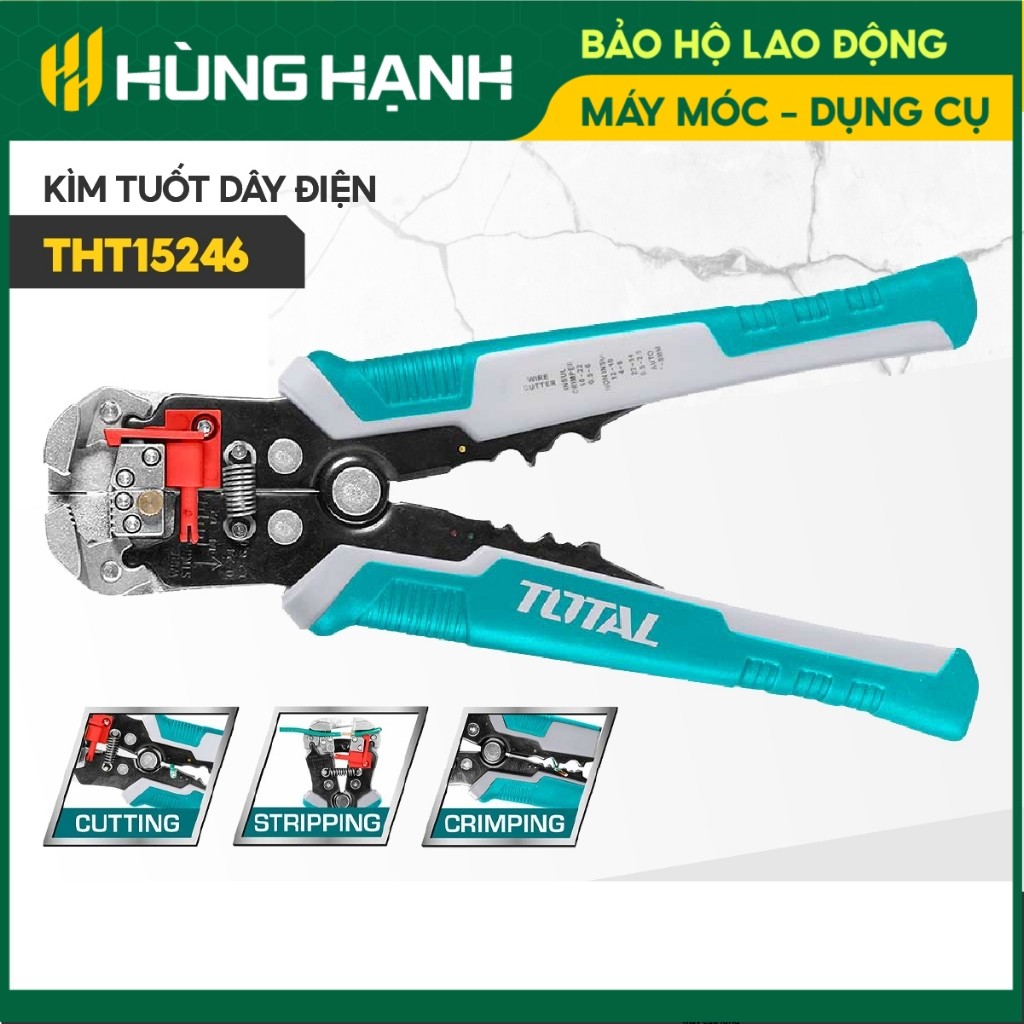 Kìm tuốt dây điện tự động 3 in 1 Total THT15246 tuốt cắt uốn tay cầm ...