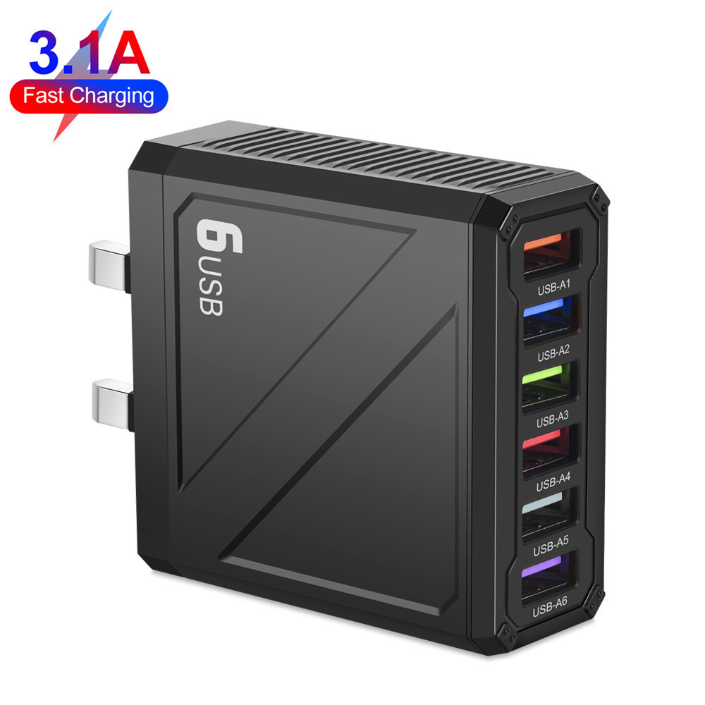 6 Cổng 3.1A USB Sạc Điện Thoại Nhanh 6 In1 Mulit EU UK US Cắm Sạc Du Lịch QC3.0 Sạc Nhanh ...