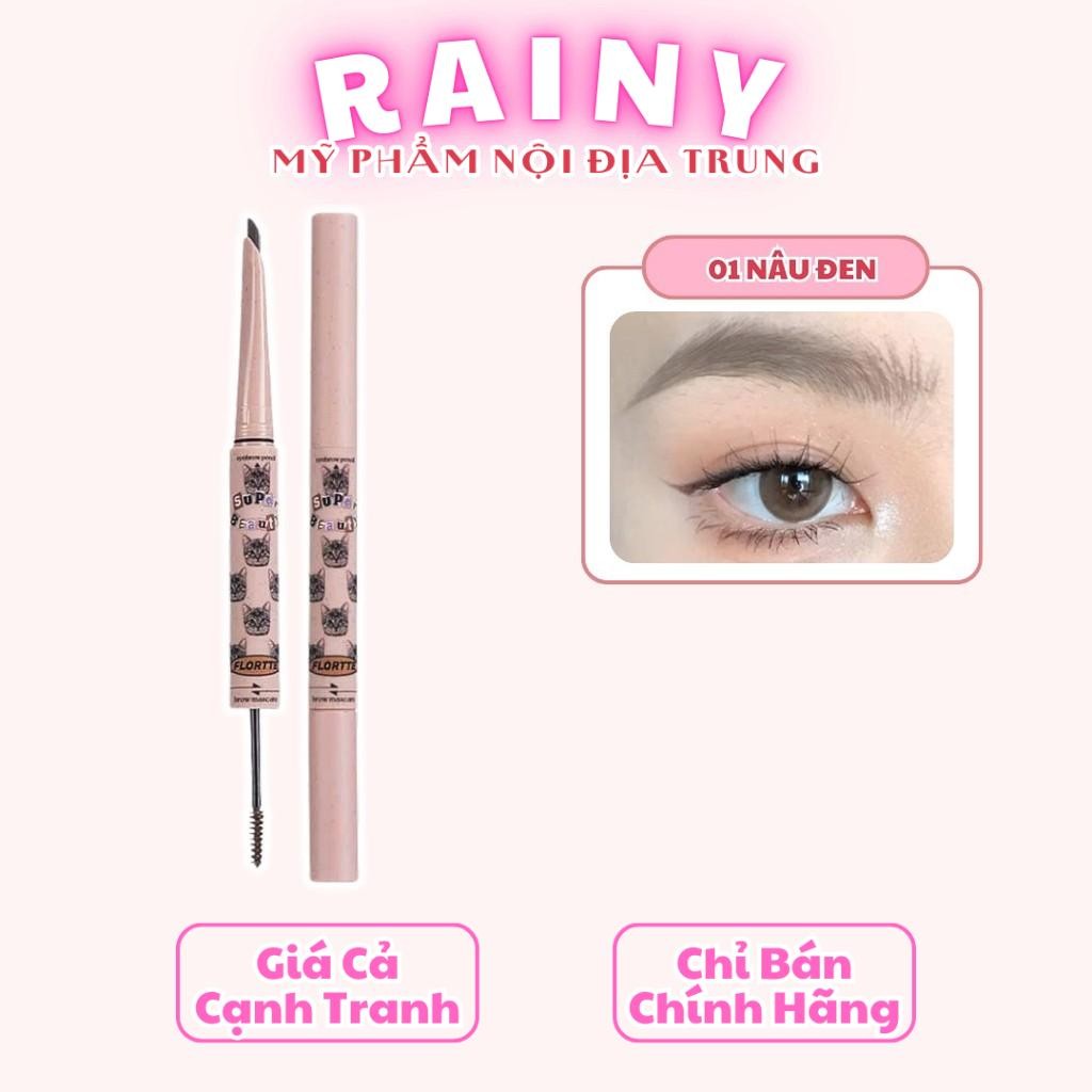 [FLORTTE] Chì kẻ mày mascara lông mày 2 đầu Flortte Meow chống nước lâu ...