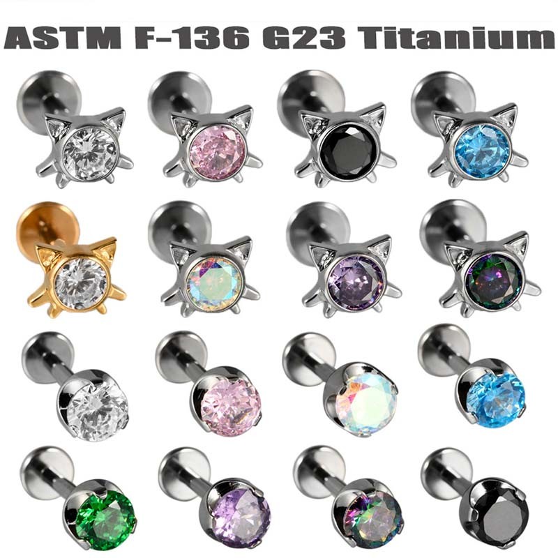 1 Cái G23 Titan với Zirconia Labret Lip Stud 16Gauge Bông Tai Xoắn ...