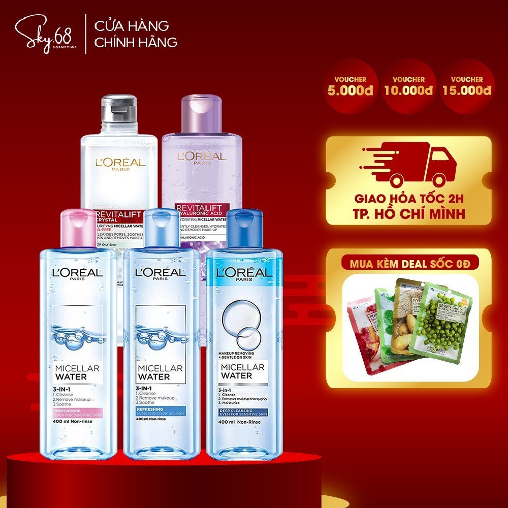 Nước Tẩy Trang L'OREAL Paris Micellar Water 3-in-1 95ml/400ml | Shopee Việt Nam