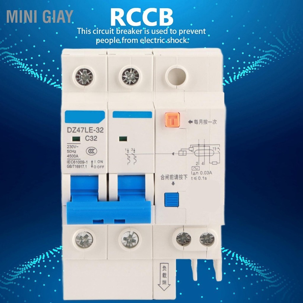 Mini Giay DZ47LE‑32 2p N C32 RCCB Bộ ngắt mạch dòng điện dư 230V 32A 30mA | Shopee Việt Nam