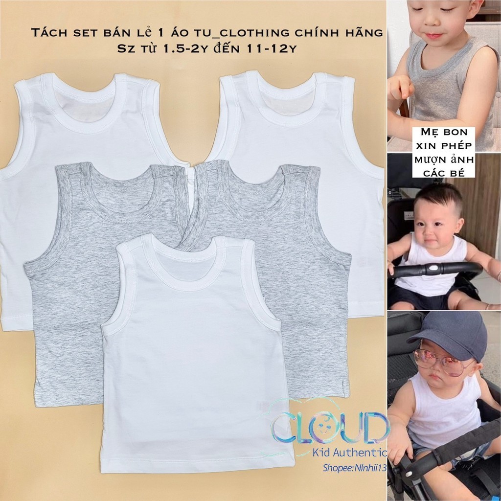 [Cloudkid] TÁCH SET BÁN LẺ 1 CHIẾC áo Ba lỗ FORM NHỎ TU_CLOTHING từ 1.5-2y đến 11-12y (ĐỌC KỸ ...