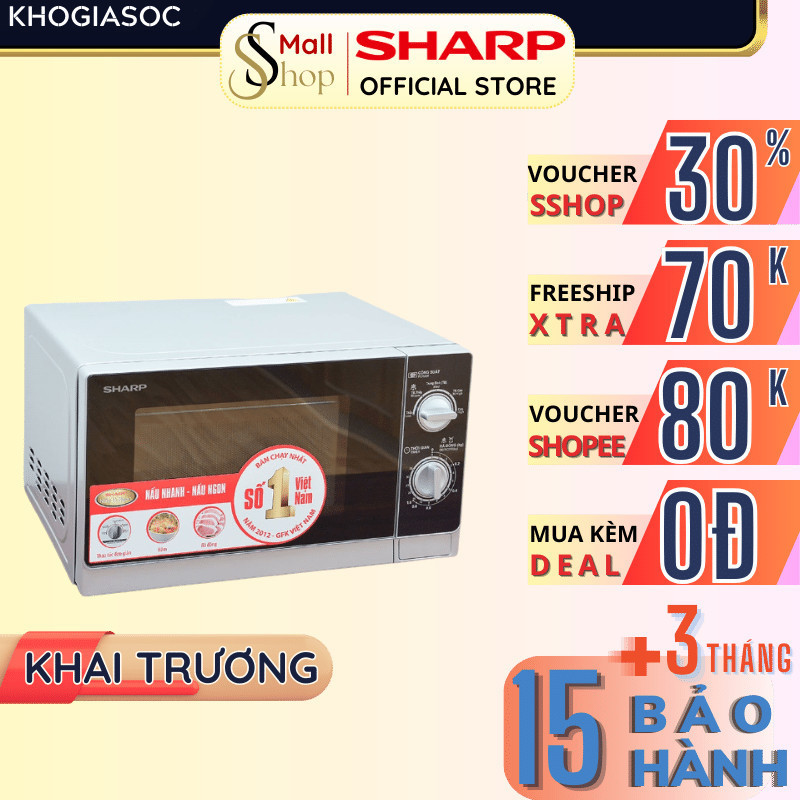 Lò vi sóng Sharp mini 20L, vi ba hâm nóng đồ ăn nhanh, núm xoay cơ 700W-800W, R-205VN-S - HAPOS ...