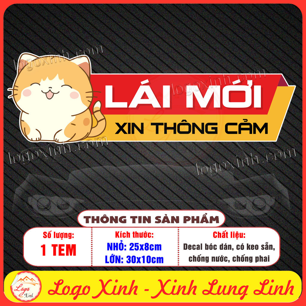 M6- Tem Decal Dán Lái Mới Xin Thông Cảm, Tem Logo Sticker Lái Mới ...