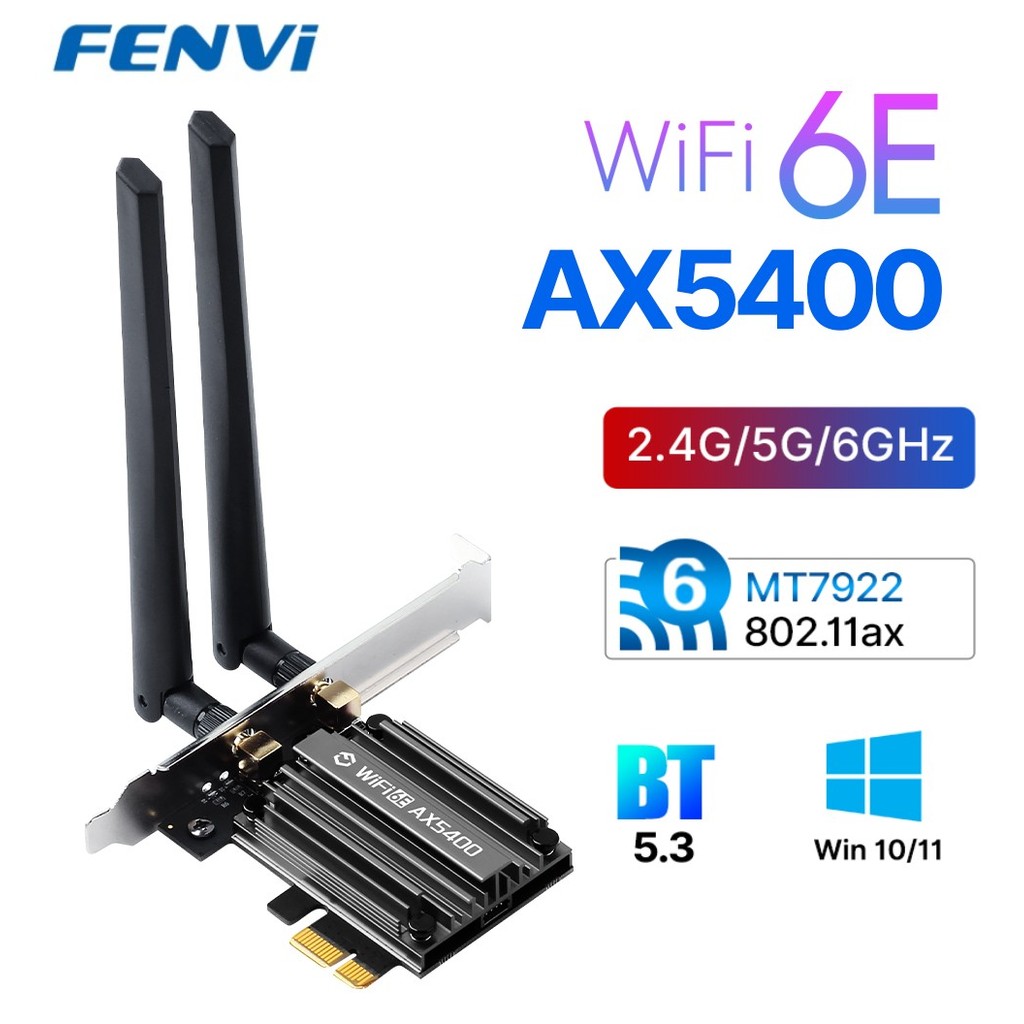 Card Wifi Fenvi WIFI 6 Fenvi Wi-Fi 6E Bluetooth PCIe Card 802.11ax mạng Wifi Tri-Band 802.11ax ...