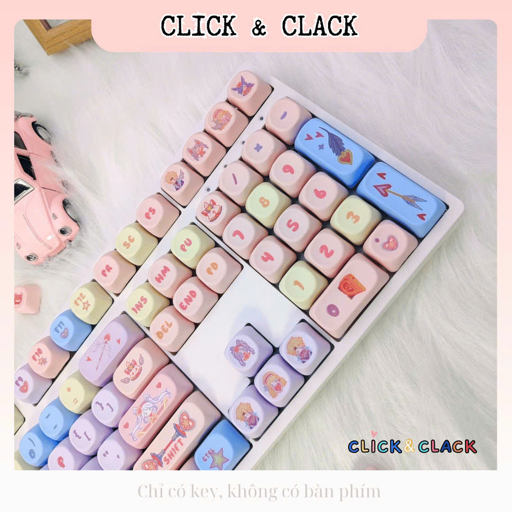 Keycap Cartoon Angel Girl MOA profile - BPT dyesub 120 phím dùng trên nhiều layout bàn phím ...