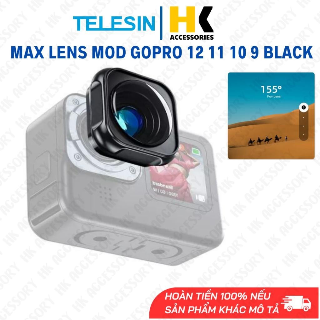 Max Lens Mod Telesin Gopro 12 11 10 9 Black mở rộng góc quay 155 độ ...