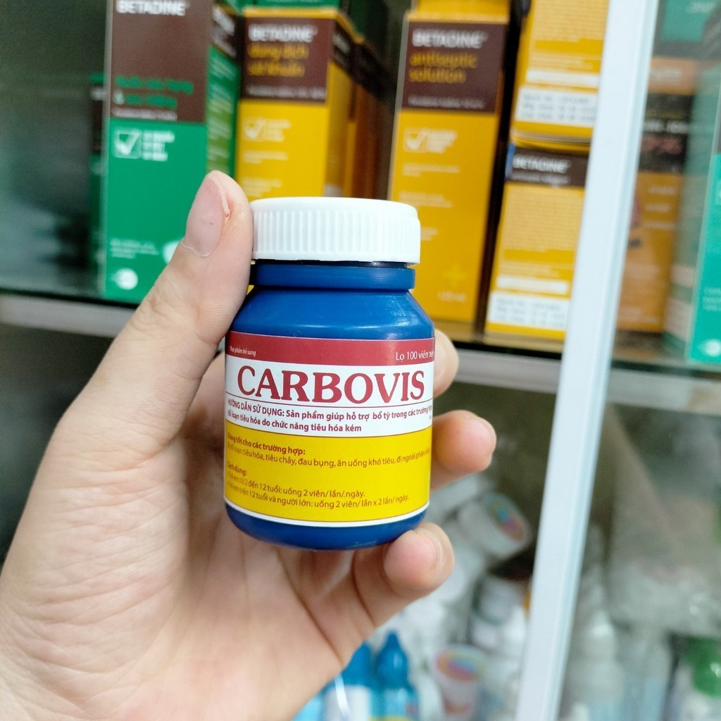 Hỗ trợ tiêu hóa CARBOVIS lọ 100 viên nén | Shopee Việt Nam