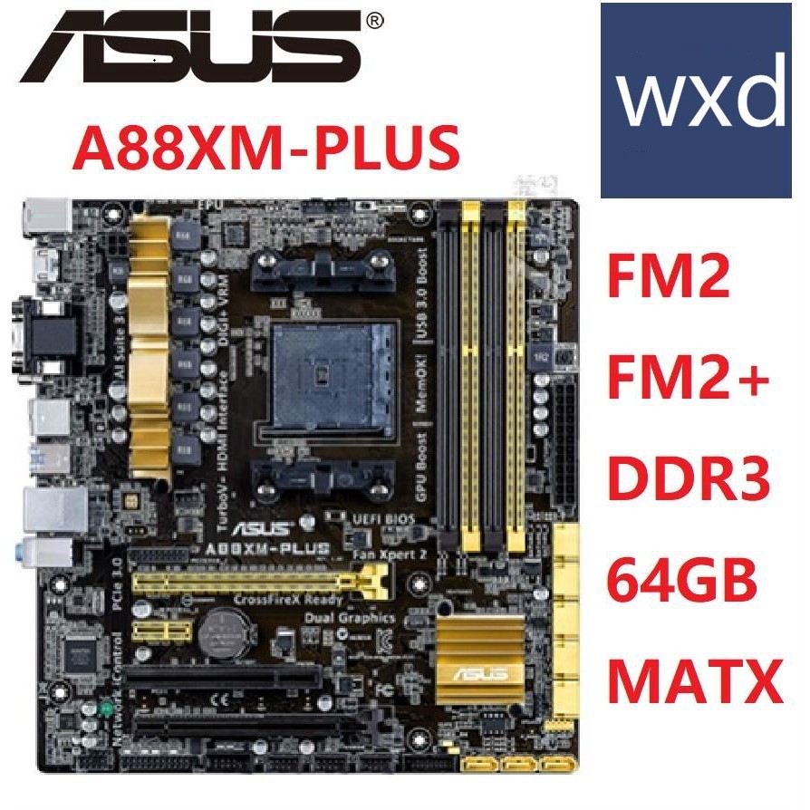 Bo mạch chủ Asus A88XM-PLUS Desktop (ĐÃ SỬ DỤNG) Ổ cắm AMD A88X FM2 / FM2 DDR3 64GB SATA3 USB3.0 ...