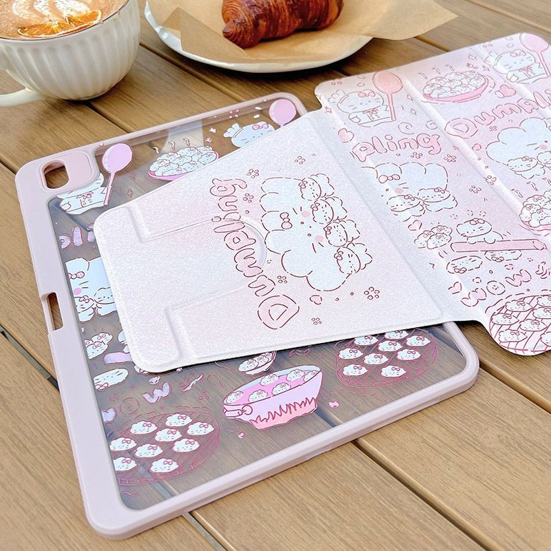 Dành Cho iPad Air 4 Hoạt Hình Màu Hồng Nuoji Meow Acrylic 360 Xoay Bảo ...