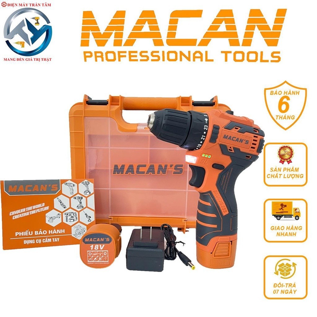 Máy khoan pin Macan 6018 không chổi than đầu khoan 10mm | Shopee Việt Nam