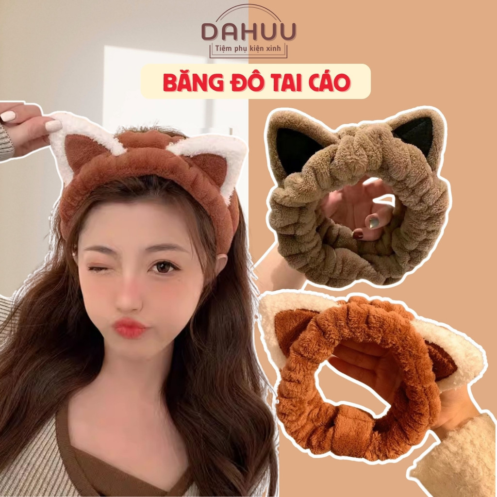 Băng đô cài tóc rửa mặt hình tai cáo DAHUU bờm hình thú dễ thương chất ...