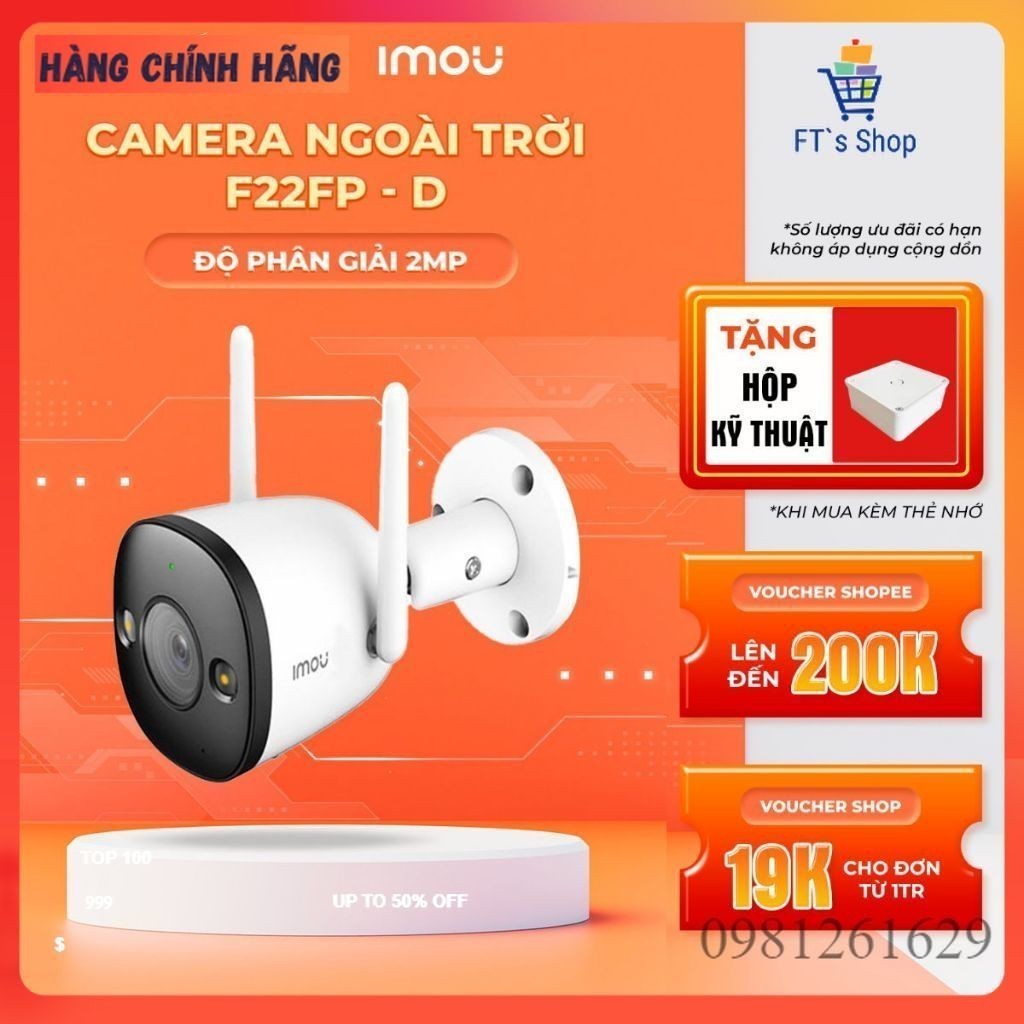 Camera imou wifi ngoài trời F22P/F22FP 2M 1080P tích hợp đèn báo, chống ...